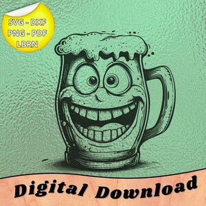 Funny Beer Pint SVG Crazy Laughing Beer Perfect for DIY Gifts & Crafts ...