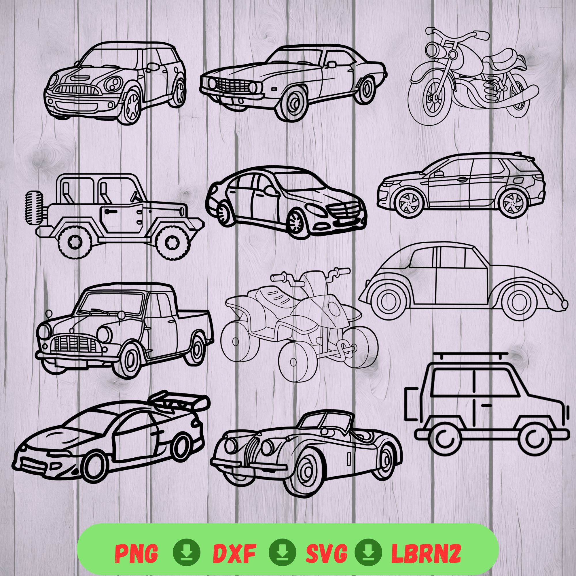 CAR COLORING PAGES Svg Mdf Diy Art Cars Kit, Wooden Puzzle Vehicle ...