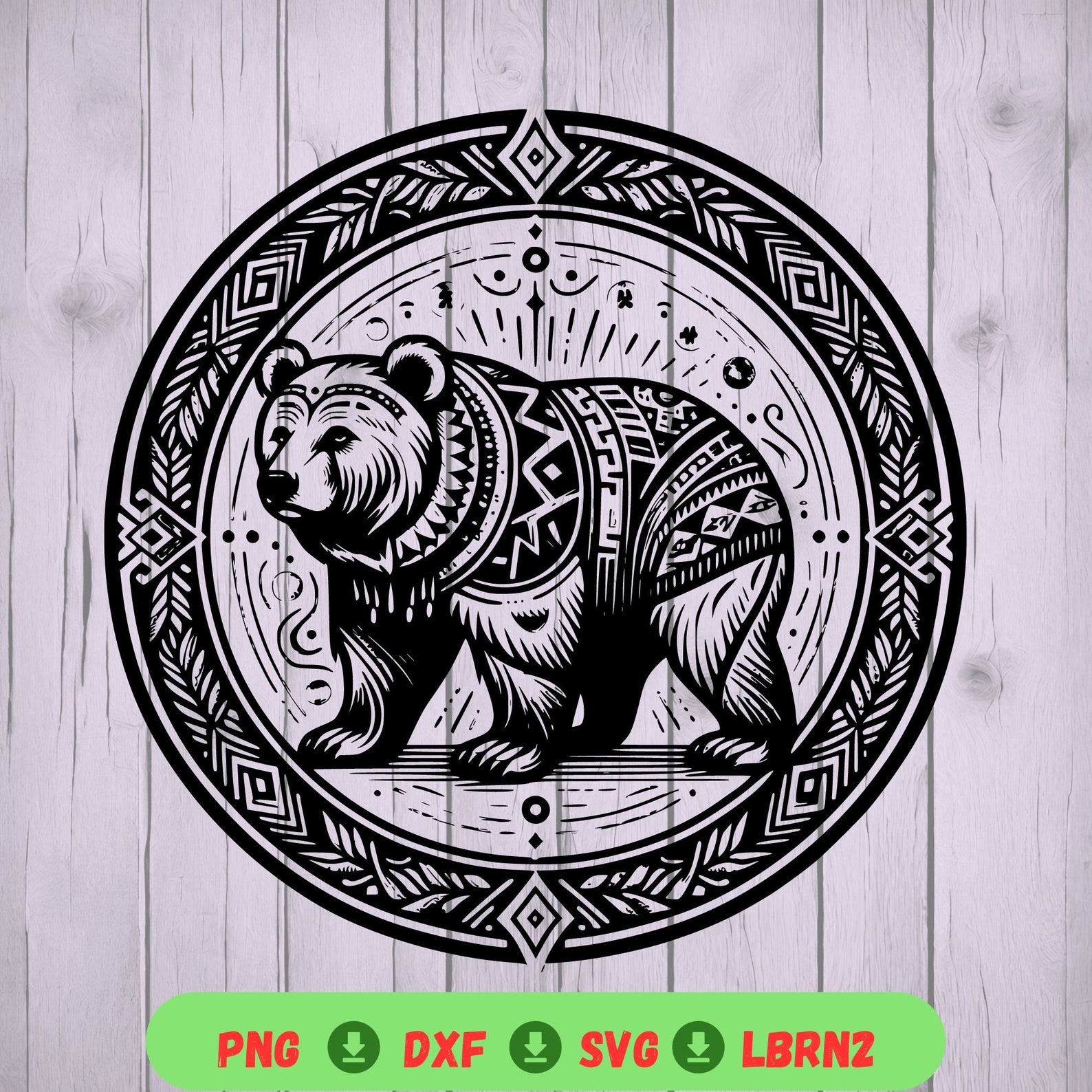 NATIVE American BEAR Design & Animal Lover SVG, Png, Dxf, Lbrn2 Files ...