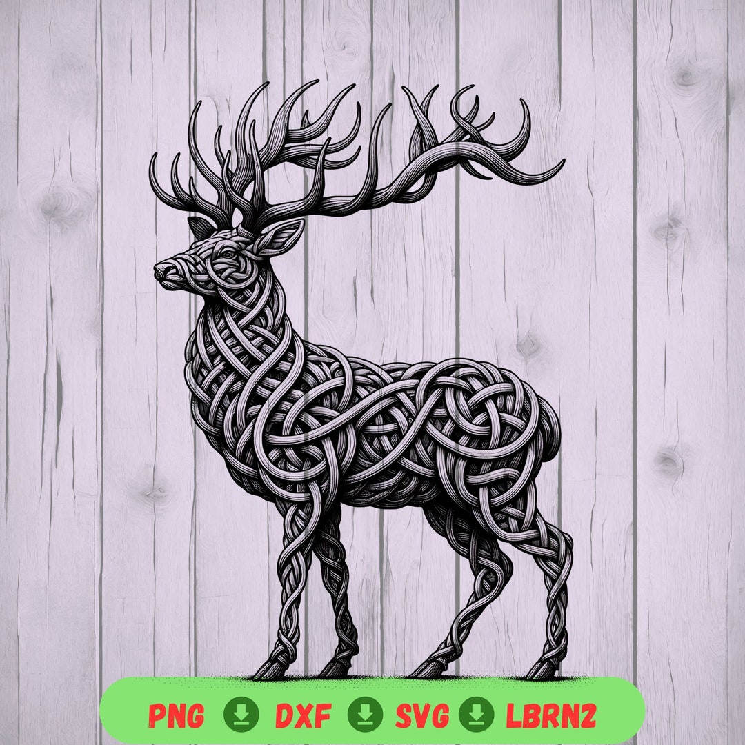 Celtic Deer Knot Pattern SVG for Laser Engraving Celtic Stag Knotted ...