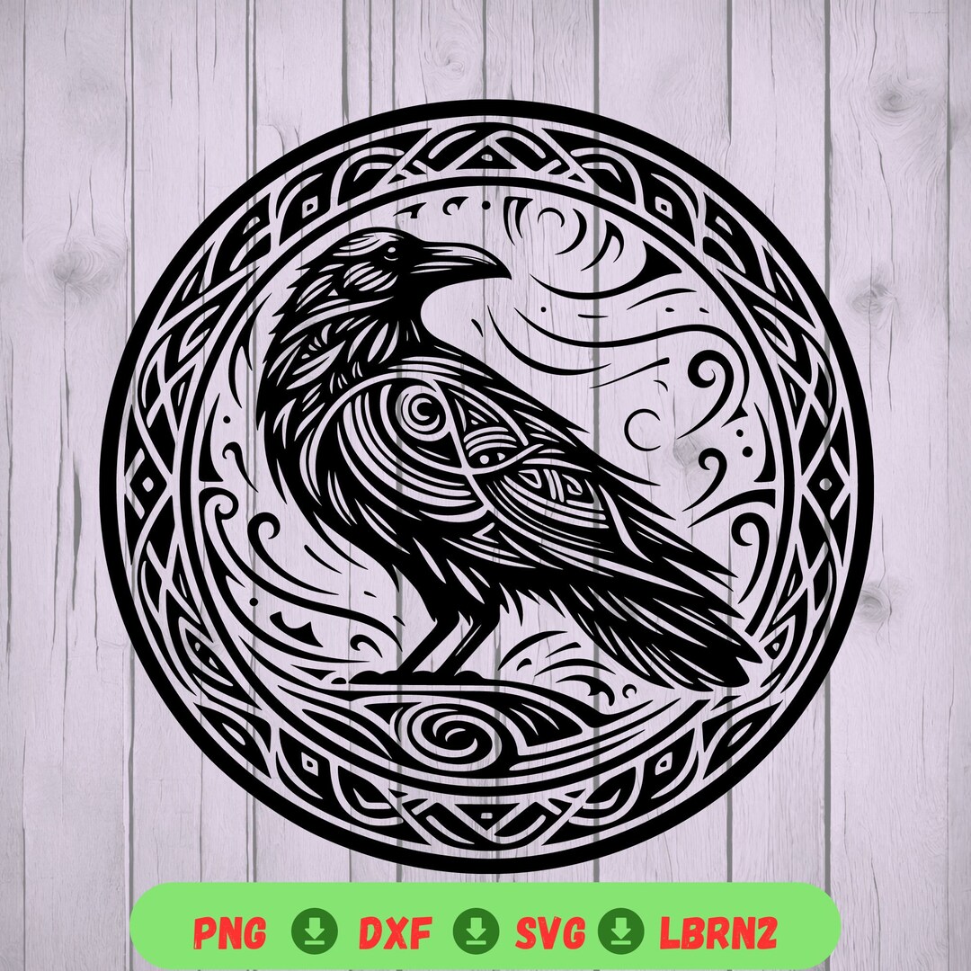 NATIVE RAVEN Design & Bird Lover Crow SVG, Png, Dxf, Lbrn2 Files for ...