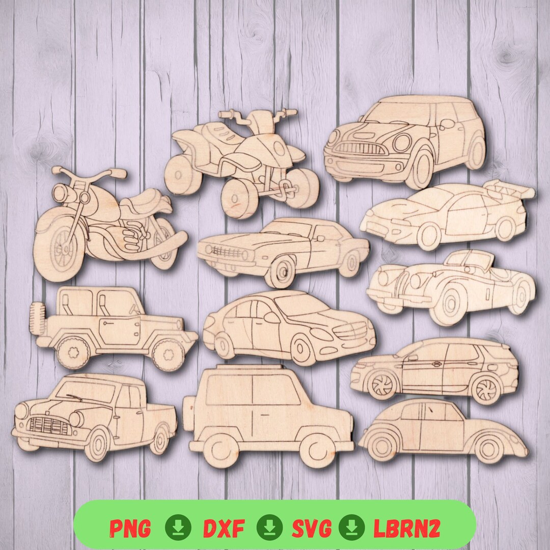 CAR COLORING PAGES Svg Mdf Diy Art Cars Kit, Wooden Puzzle Vehicle ...