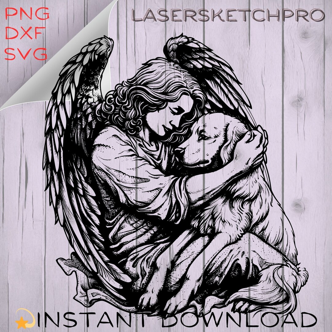 Angel With Dog SVG: Divine Pet Illustrations for Creative Projects ...