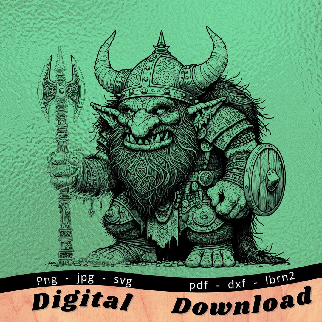 Troll Warrior Design Great for Laser Engraving and Print Designs ...