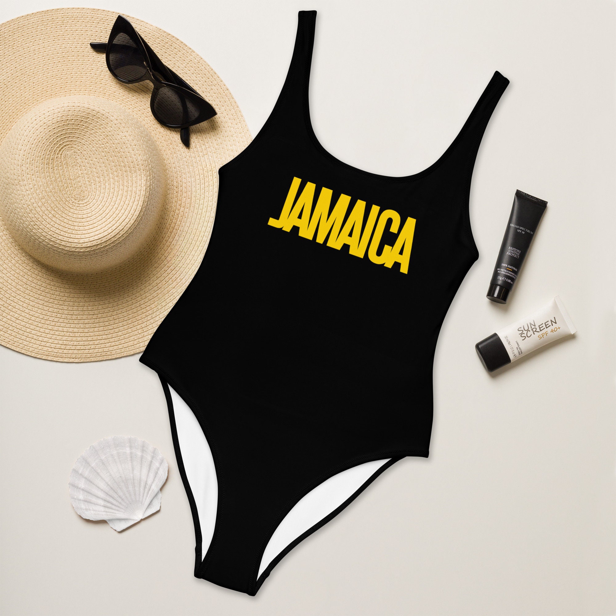 Jamaican Vibes One Piece Swimsuit Black / Yellow - Etsy
