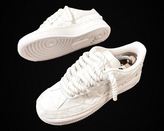 Custom Rope Lace Air Force 1 - White / Pink - Etsy UK