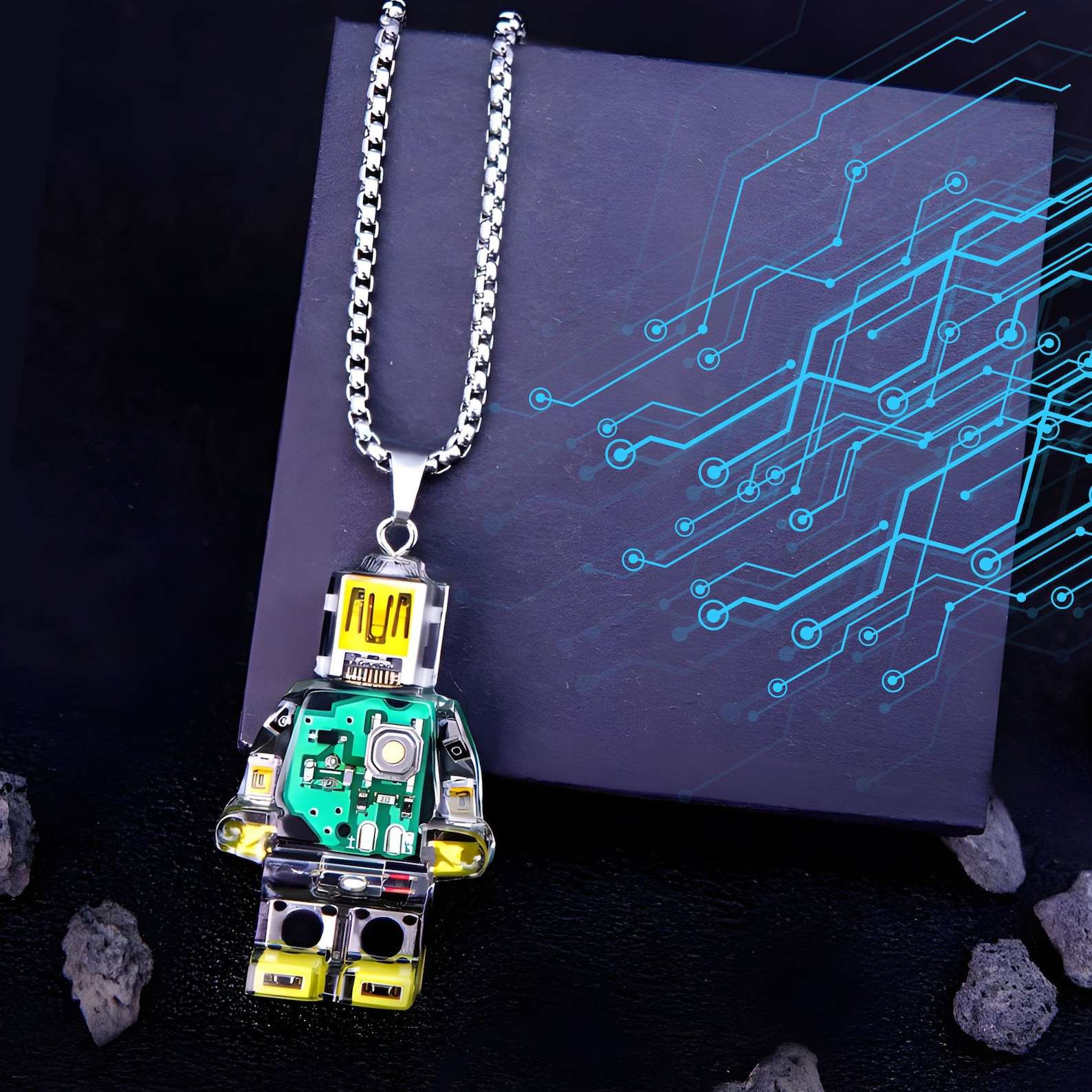 Cyberpunk Resin Minifigure With Tech-inspired Circuit Board ...