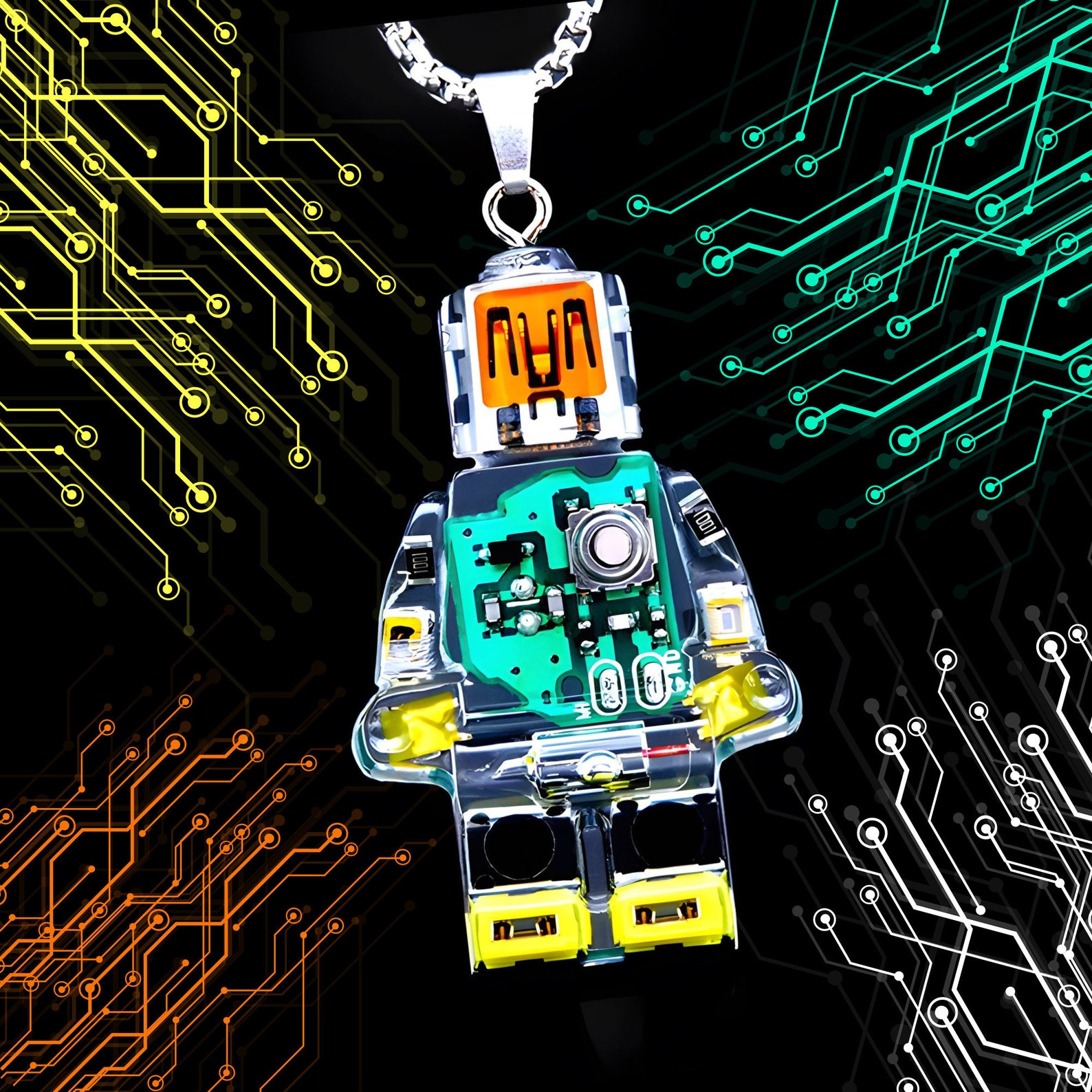 Cyberpunk Resin Minifigure With Tech-inspired Circuit Board ...