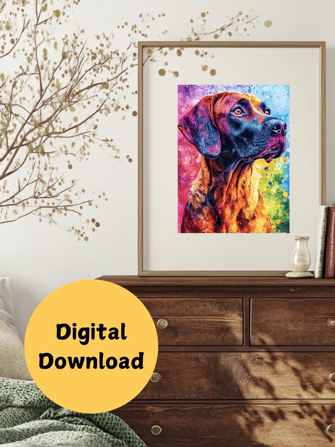 Rhodesian Ridgeback Dog Digital Download Wall Art, Printable Colorful ...
