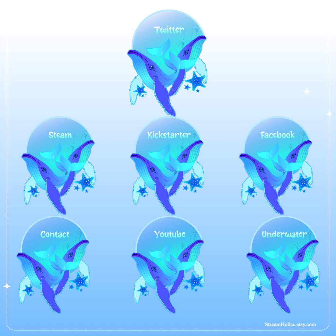 UNDERWATER Stream Overlay Animated Pack, Whale Stream Overlay Animated ...