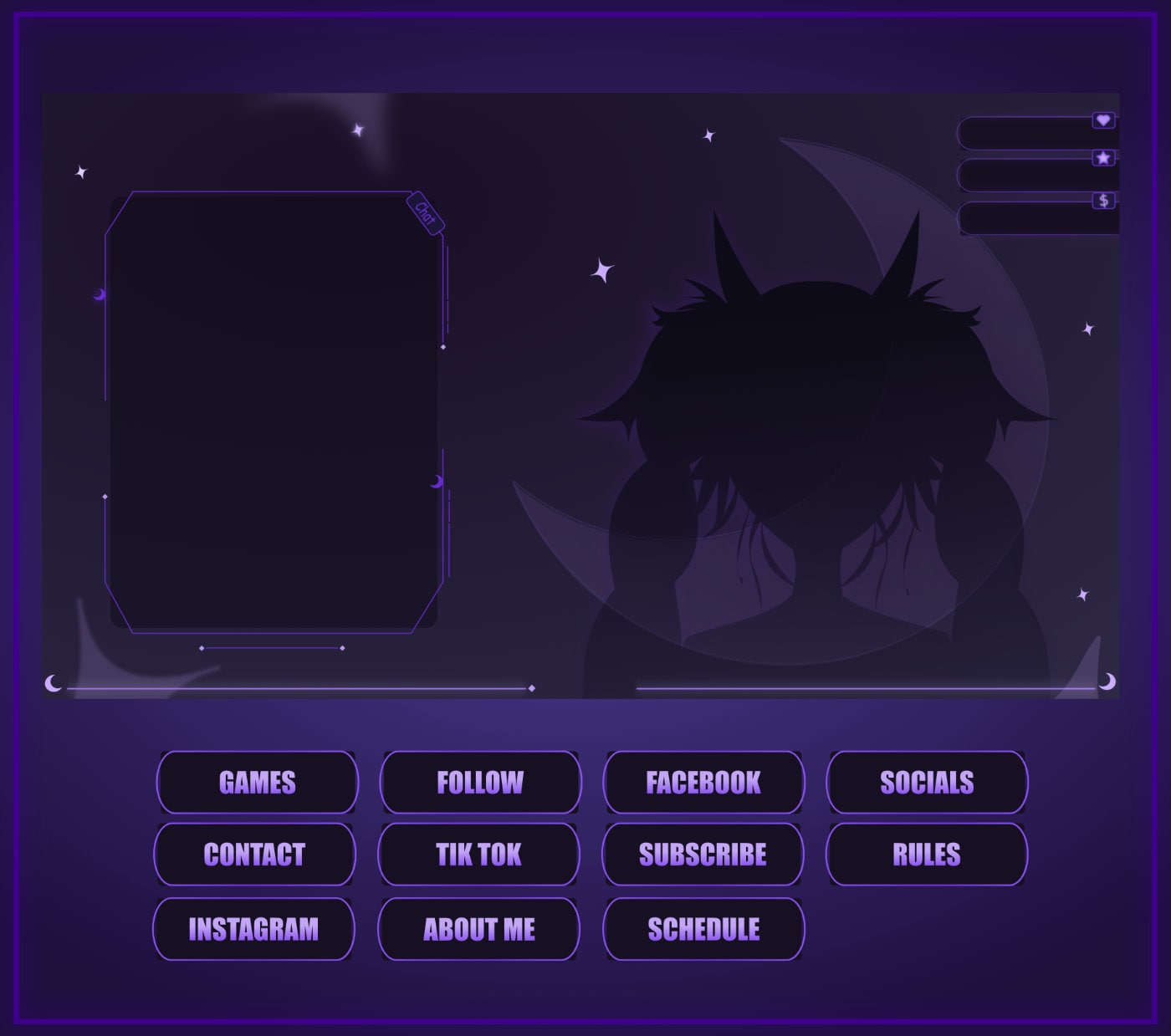 Gothic Vtuber Stream Overlay, Vtuber Overlay Celestial, Celestial Vtuber Pack, Animated Overlay ...