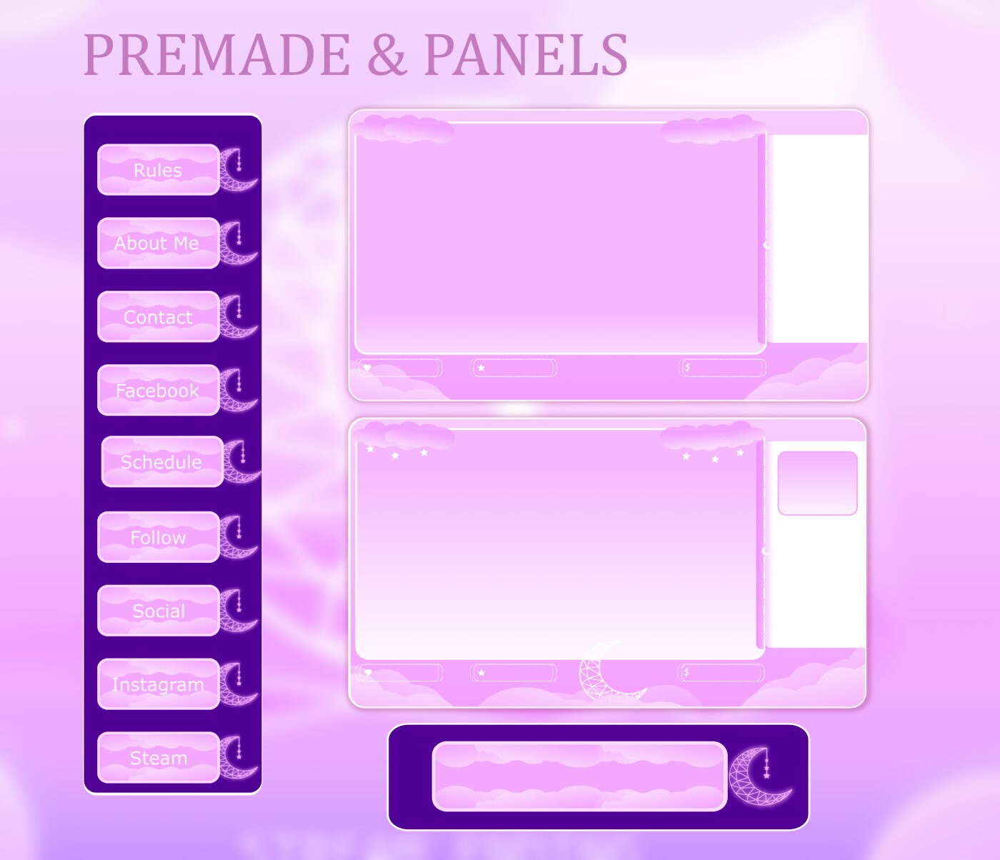 PINK Vtuber Stream Overlay, Vtuber Overlay Celestial, Celestial Vtuber ...