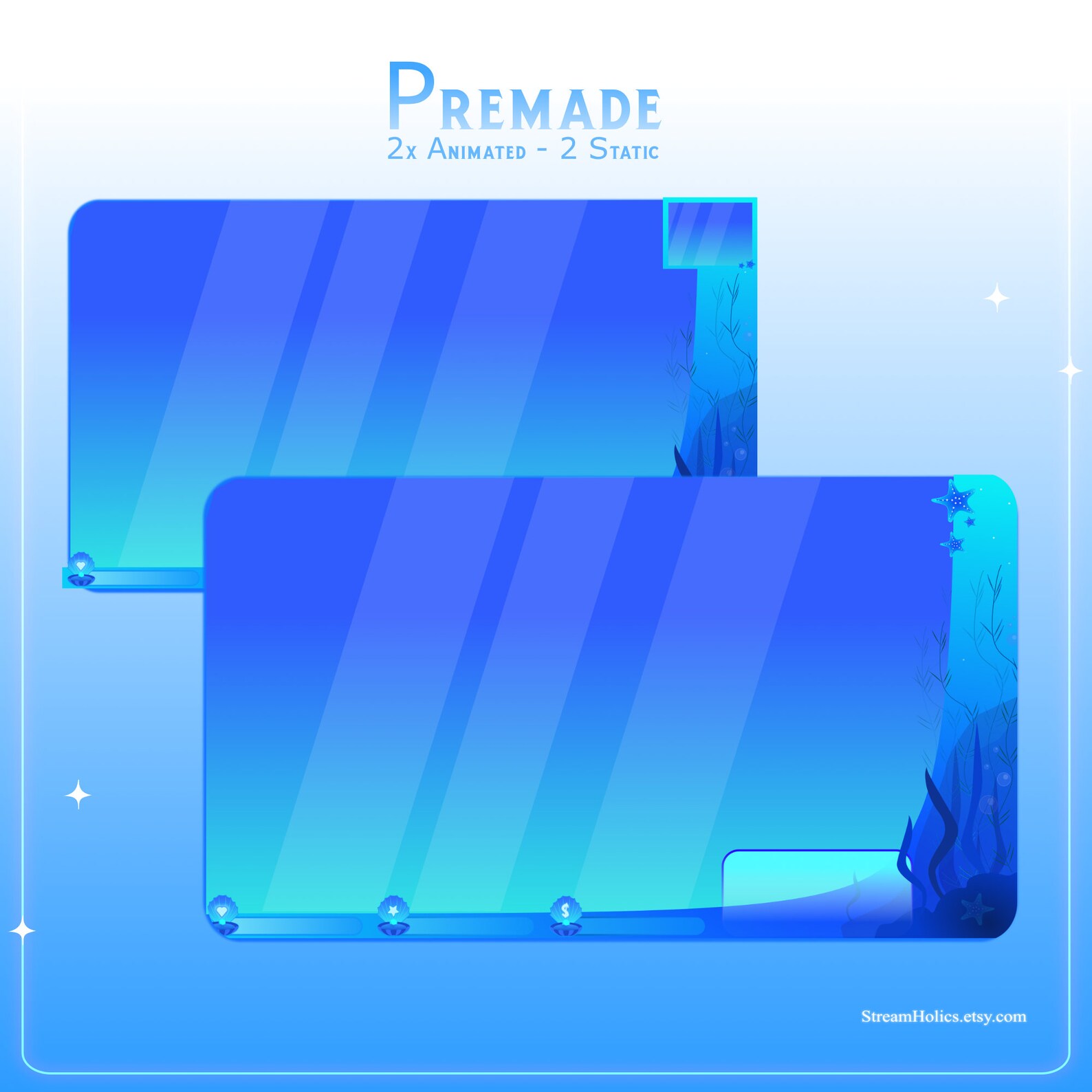 UNDERWATER Stream Overlay Animated Pack, Whale Stream Overlay Animated ...