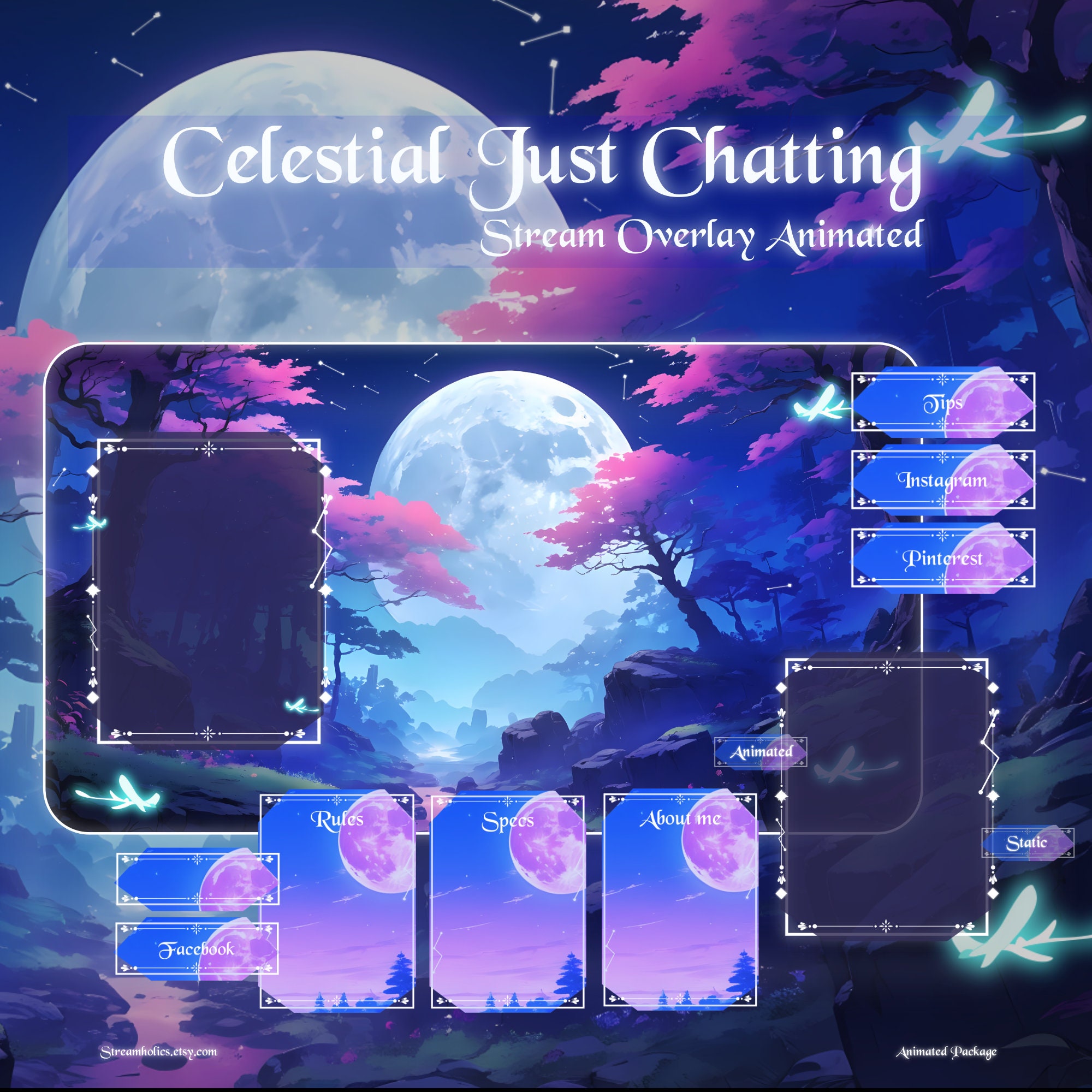 Sky Night Stream Overlay, Vtuber Stream Overlay, Vtuber Background ...