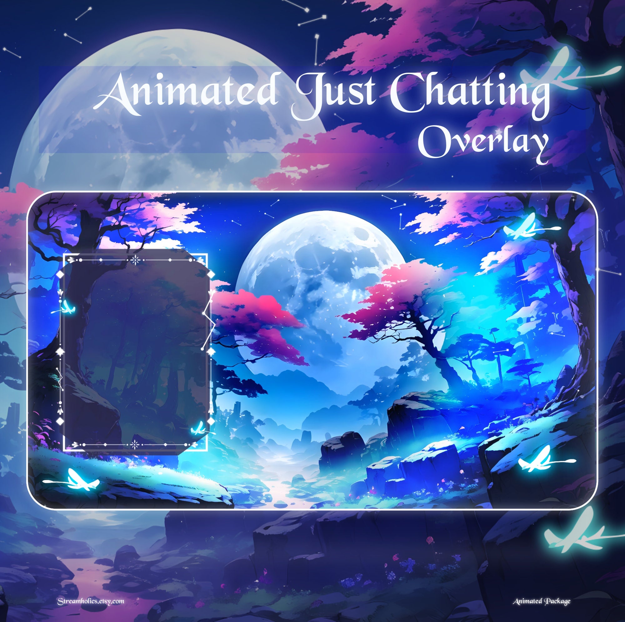 Sky Night Stream Overlay, Vtuber Stream Overlay, Vtuber Background ...