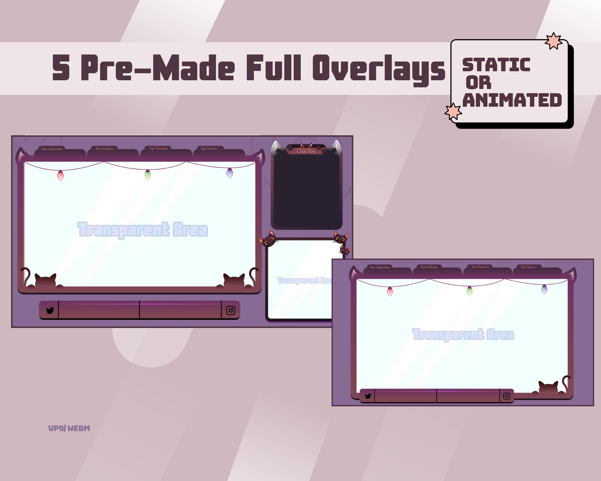 Lofi Stream Overlay Animated Pack, Brown Stream Overlay for Twitch ...
