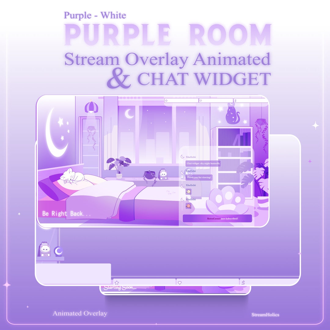 Glowing Room Stream Overlay Animated Pack, Stream Overlay Animated Cute ...