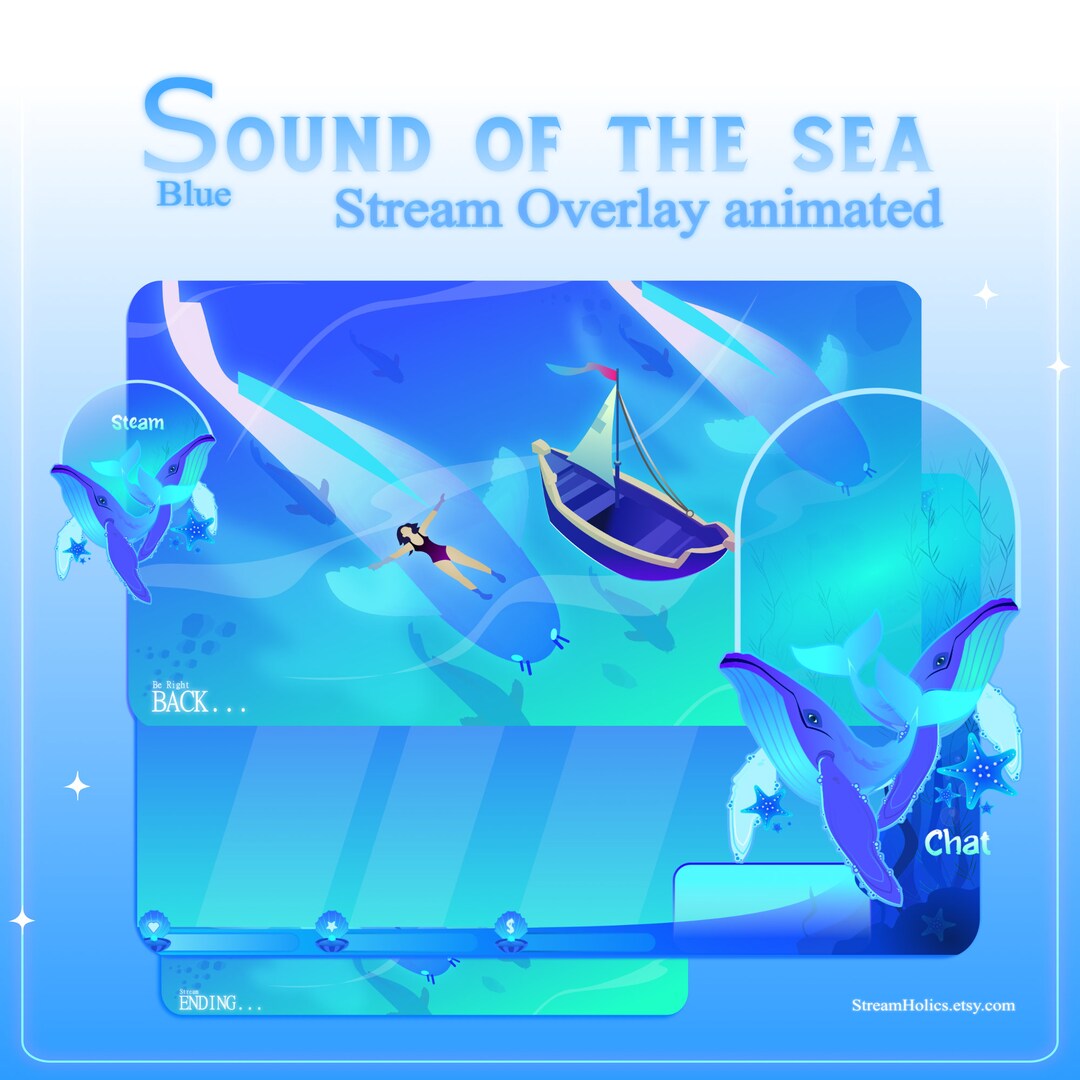 UNDERWATER Stream Overlay Animated Pack, Whale Stream Overlay Animated ...