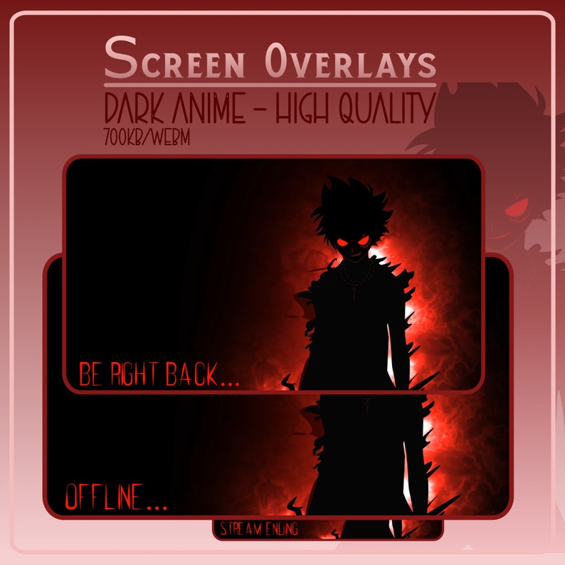 ANIME DARK Stream Overlay Twitch Pack, One Piece Overlay, Anime Twitch ...