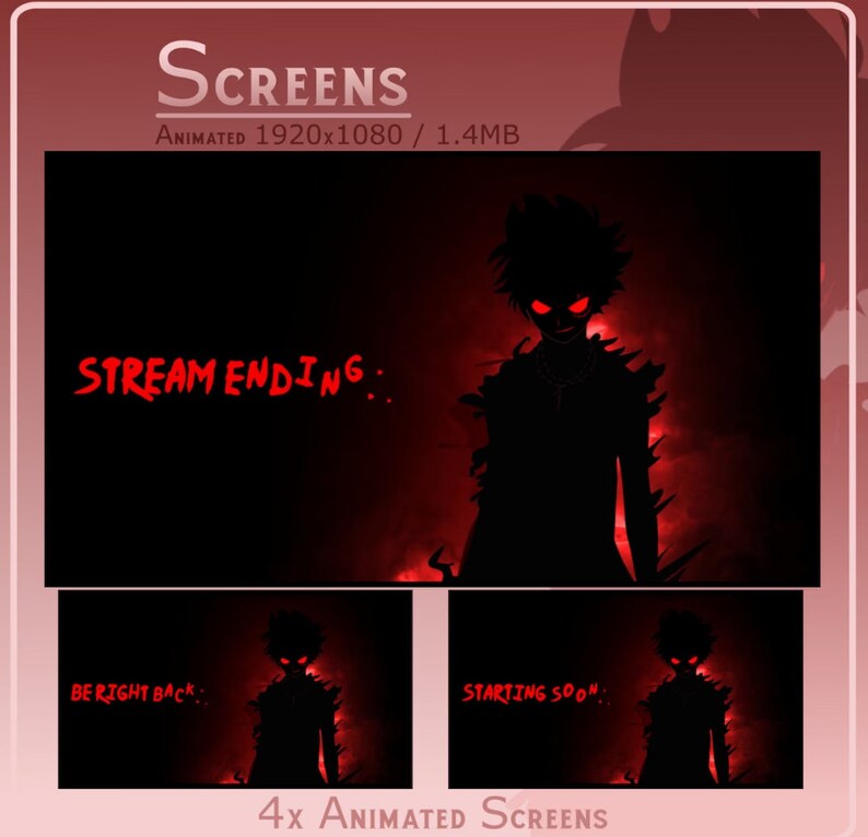 ANIME DARK Stream Overlay Twitch Pack, One Piece Overlay, Anime Twitch ...