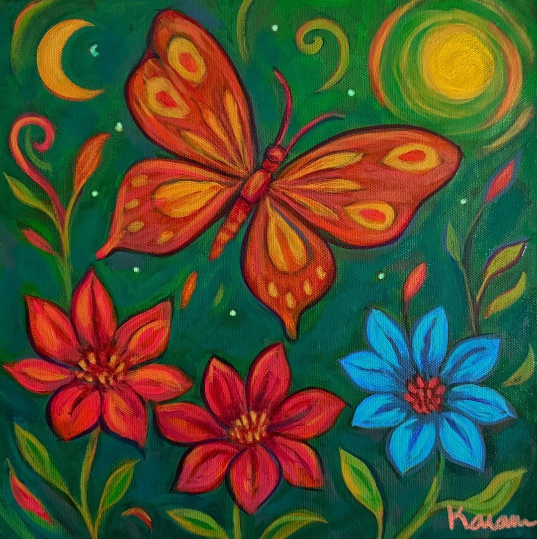 Butterfly Painting | 12x12 Original Acrylic Art on Gallery-wrapped ...