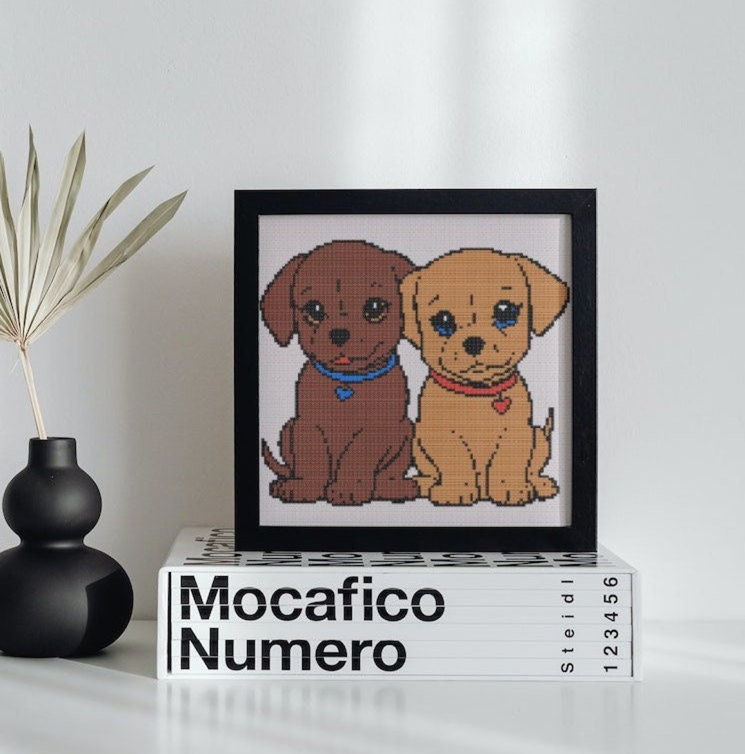 Cute Puppies Cross Stitch Pattern PDF, Love Cross Stitch, Valentine's ...