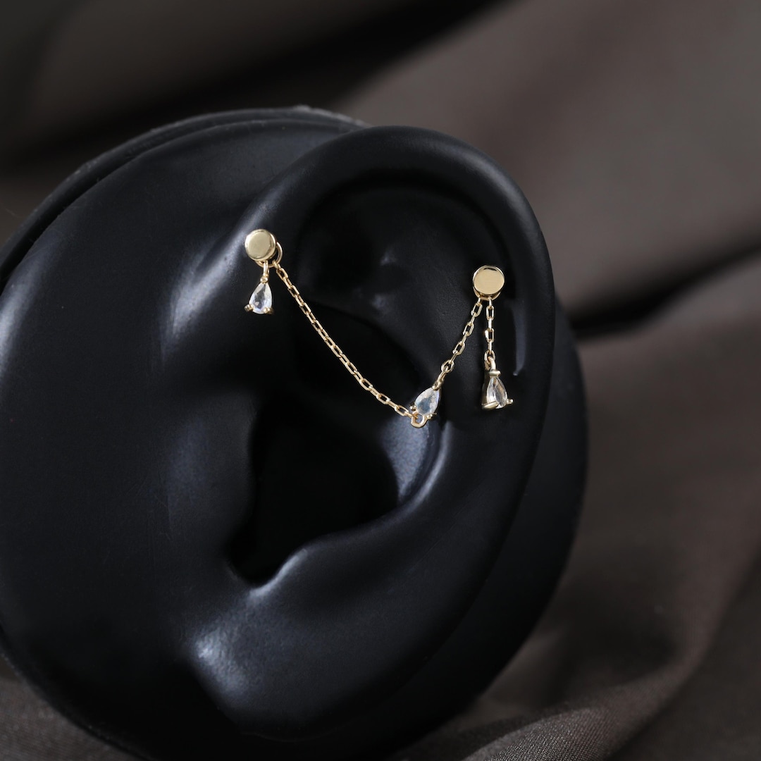 14k Solid Gold Labradorite Pear Chain Attachment – Elegant Dangle ...