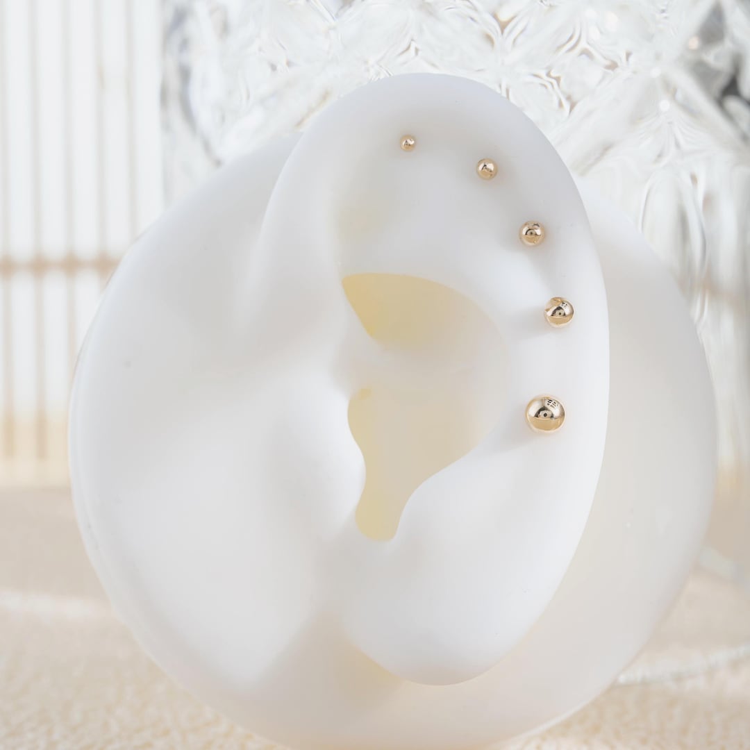 14k Solid Gold Round Ball Cartilage Earring/tiny Ball Conch Piercing ...