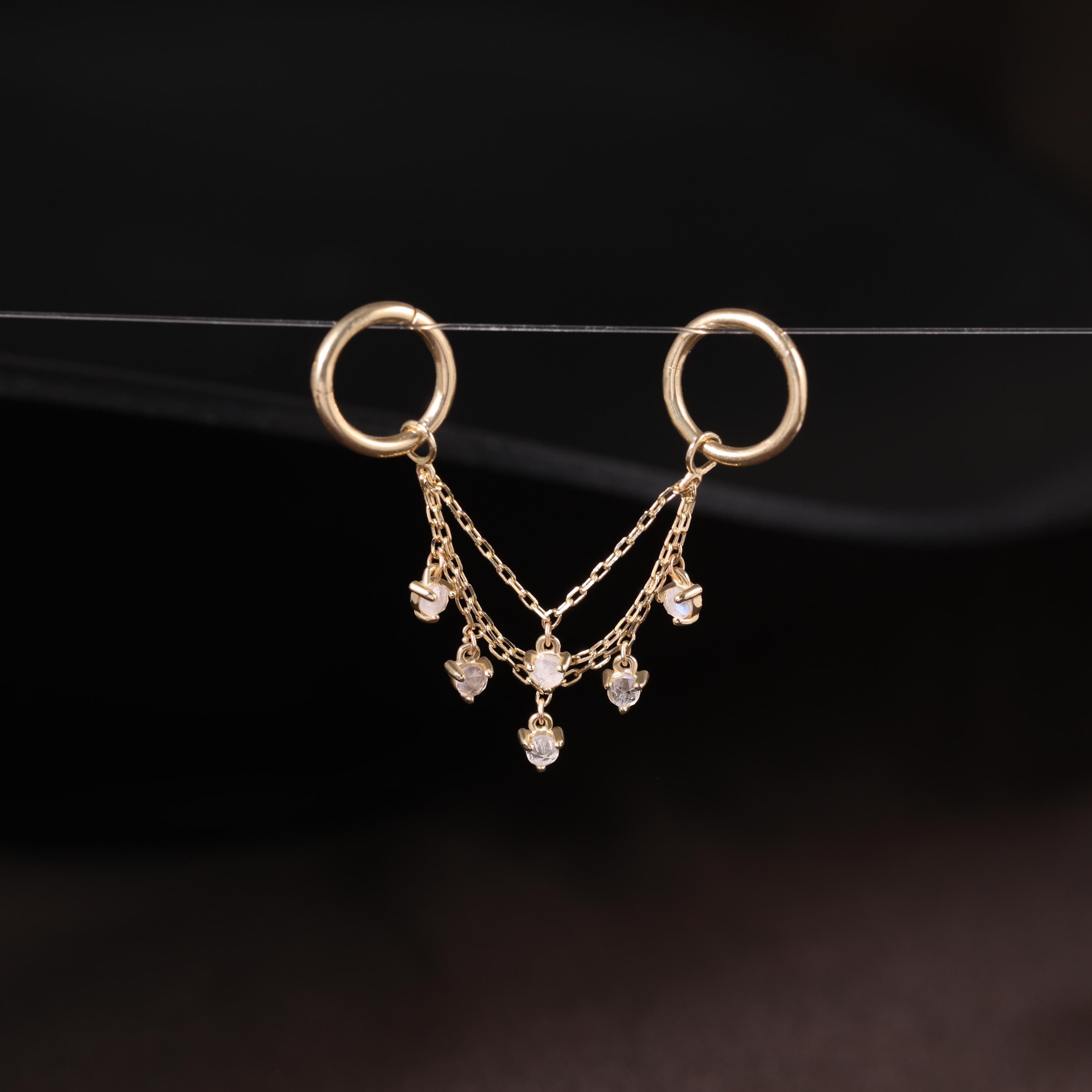 14K Solid Gold Labradorite Triple Chain Attachment/gemstone Industrial ...