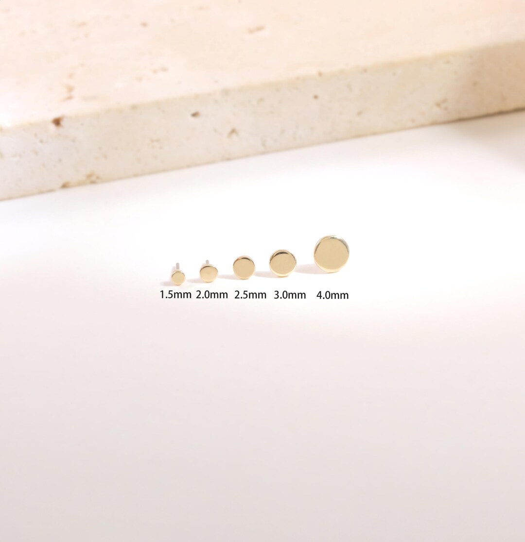 14k Solid Gold Round Disc Cartilage Earring/disc Conch Piercing/disc ...