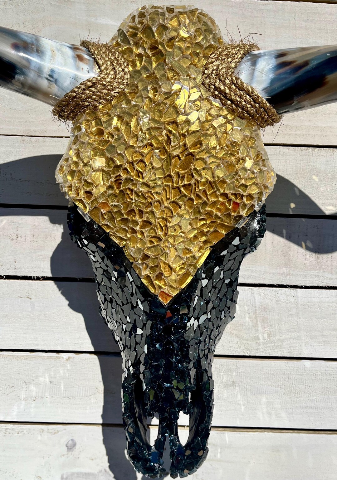 Mosaic Glass Encrusted Steer 3ft-6in to 4ft Wide - Bedazzled - Crystal ...