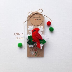 Red Cardinal Hair Tie, Felt Snowflake Pigtail Hairclips, Handmade Winter Bird Accessorie Party ...