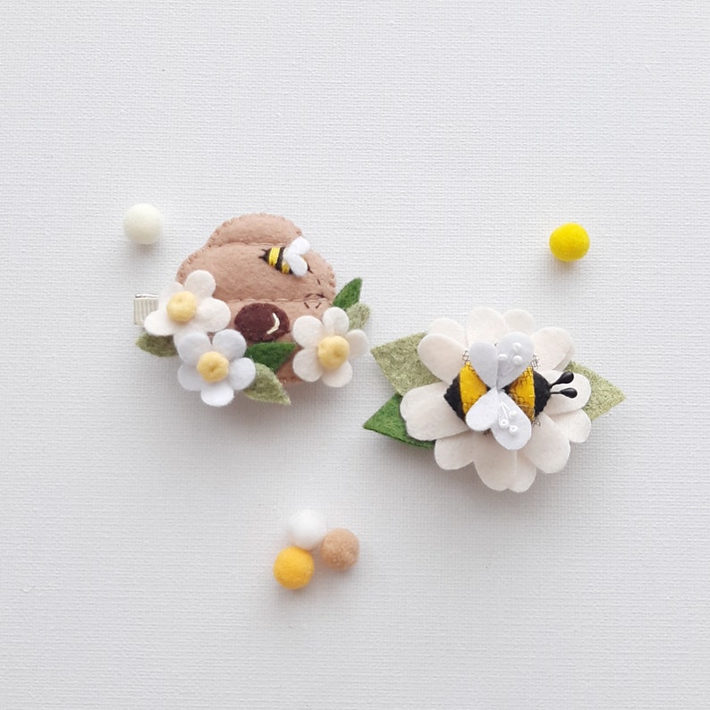 Bumble Bee Hair Clip Felt Pattern PDF SVG, Beehive Sewing Pattern, Bee ...