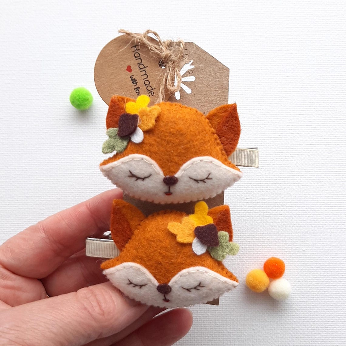 Fox Hair Clip, Felt Animals Hair Accessories for Girls, Handmade Fox ...