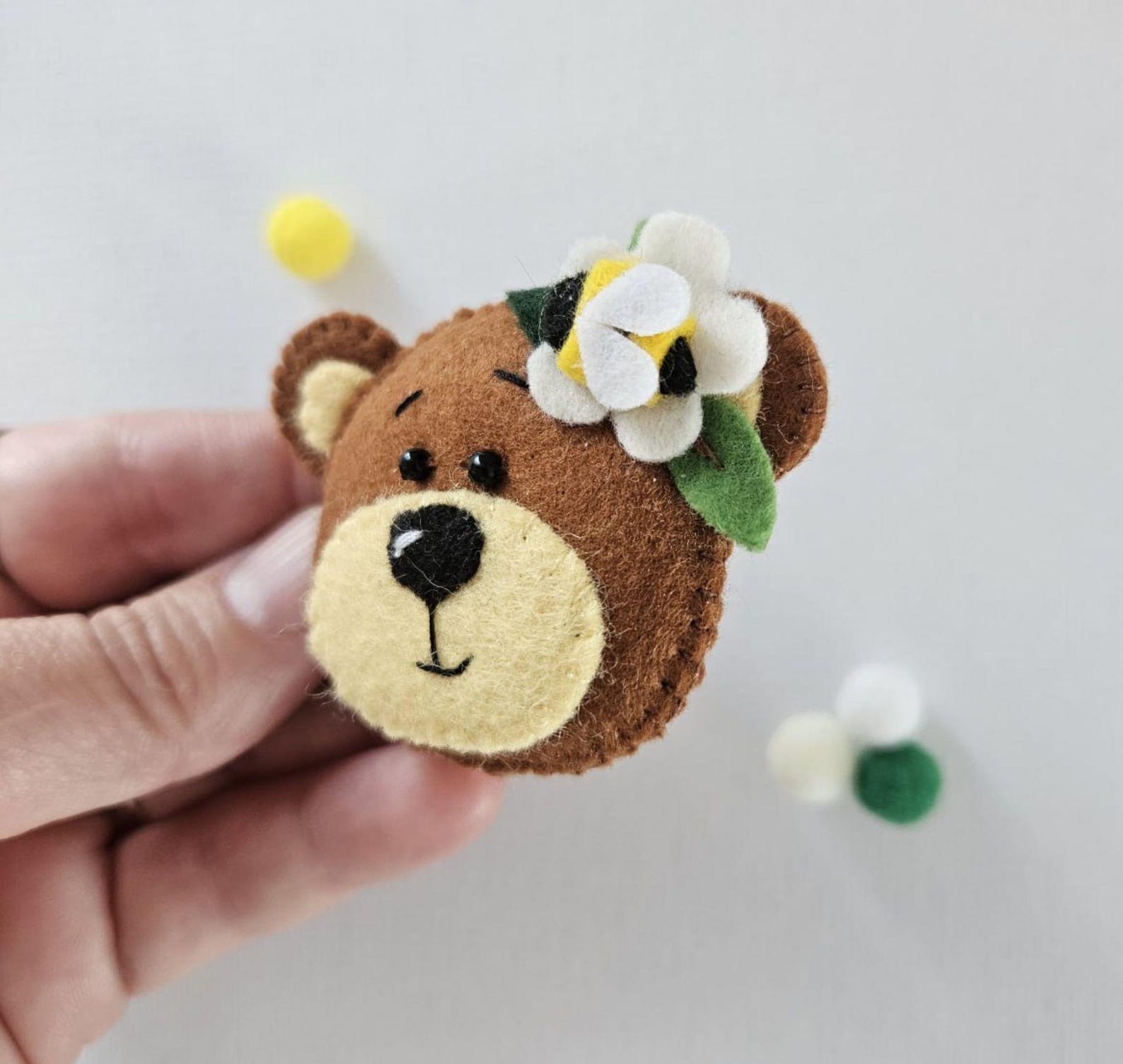 Felt Bear Hair Clip Handmade Hair Barrettes Bear With a Bee Hair ...