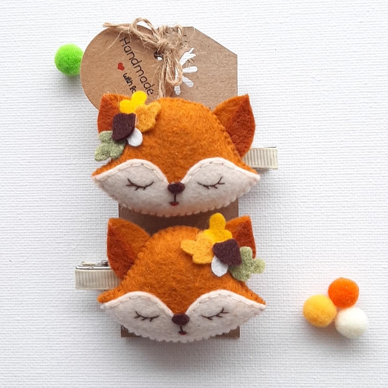 Fox Hair Clip, Felt Animals Hair Accessories for Girls, Handmade Fox ...