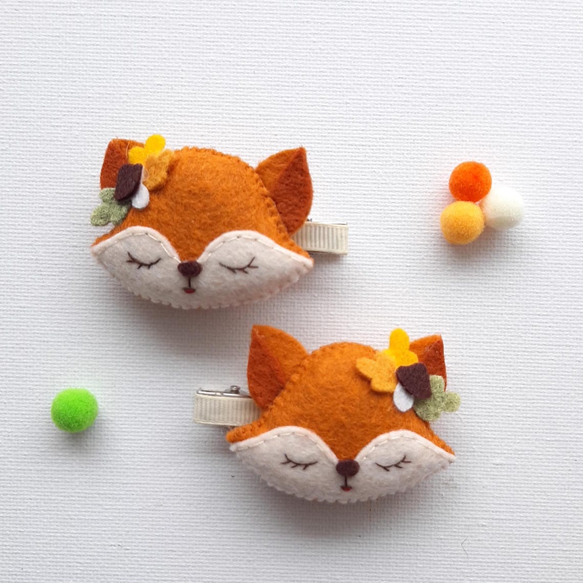 Fox Hair Clip, Felt Animals Hair Accessories for Girls, Handmade Fox ...