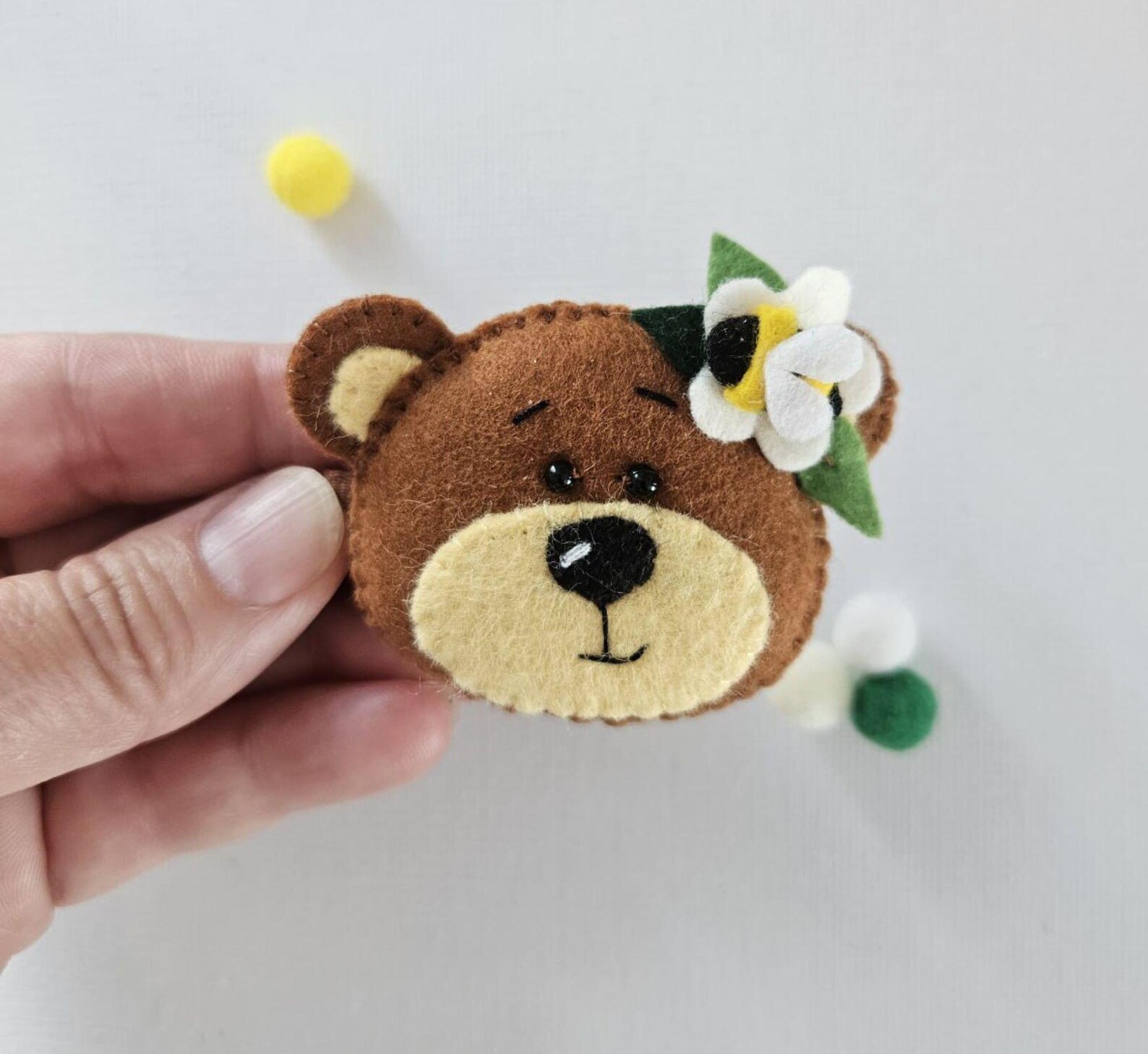Felt Bear Hair Clip Handmade Hair Barrettes Bear With a Bee Hair ...