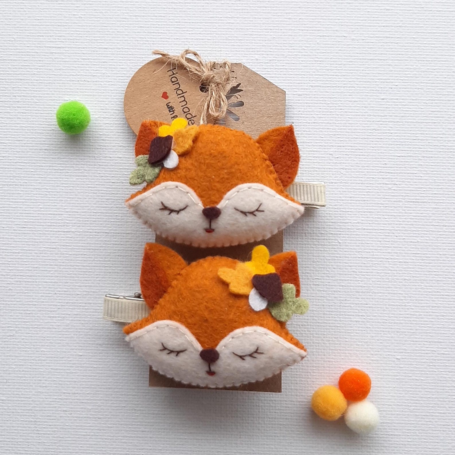 Fox Hair Clip, Felt Animals Hair Accessories for Girls, Handmade Fox ...