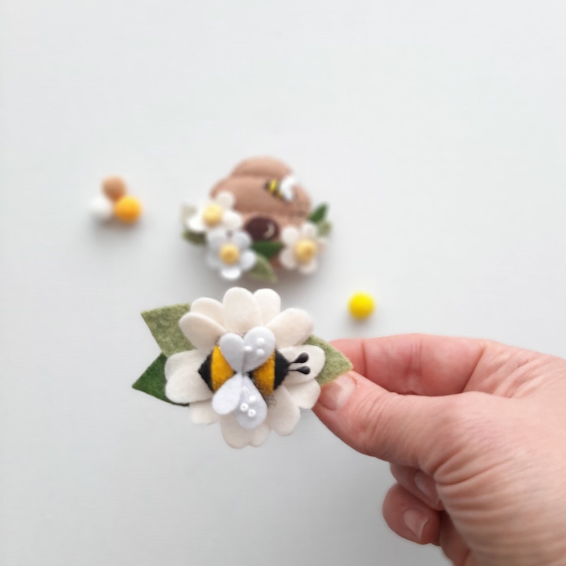 Bumble Bee Hair Clip Felt Pattern PDF SVG, Beehive Sewing Pattern, Bee ...