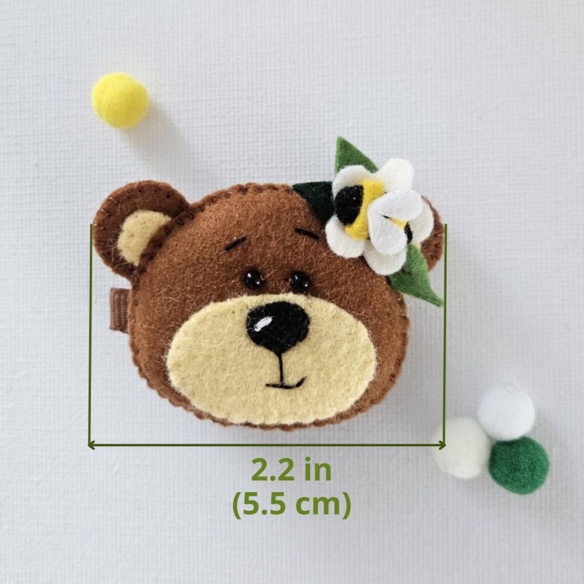 Felt Bear Hair Clip Handmade Hair Barrettes Bear With a Bee Hair ...