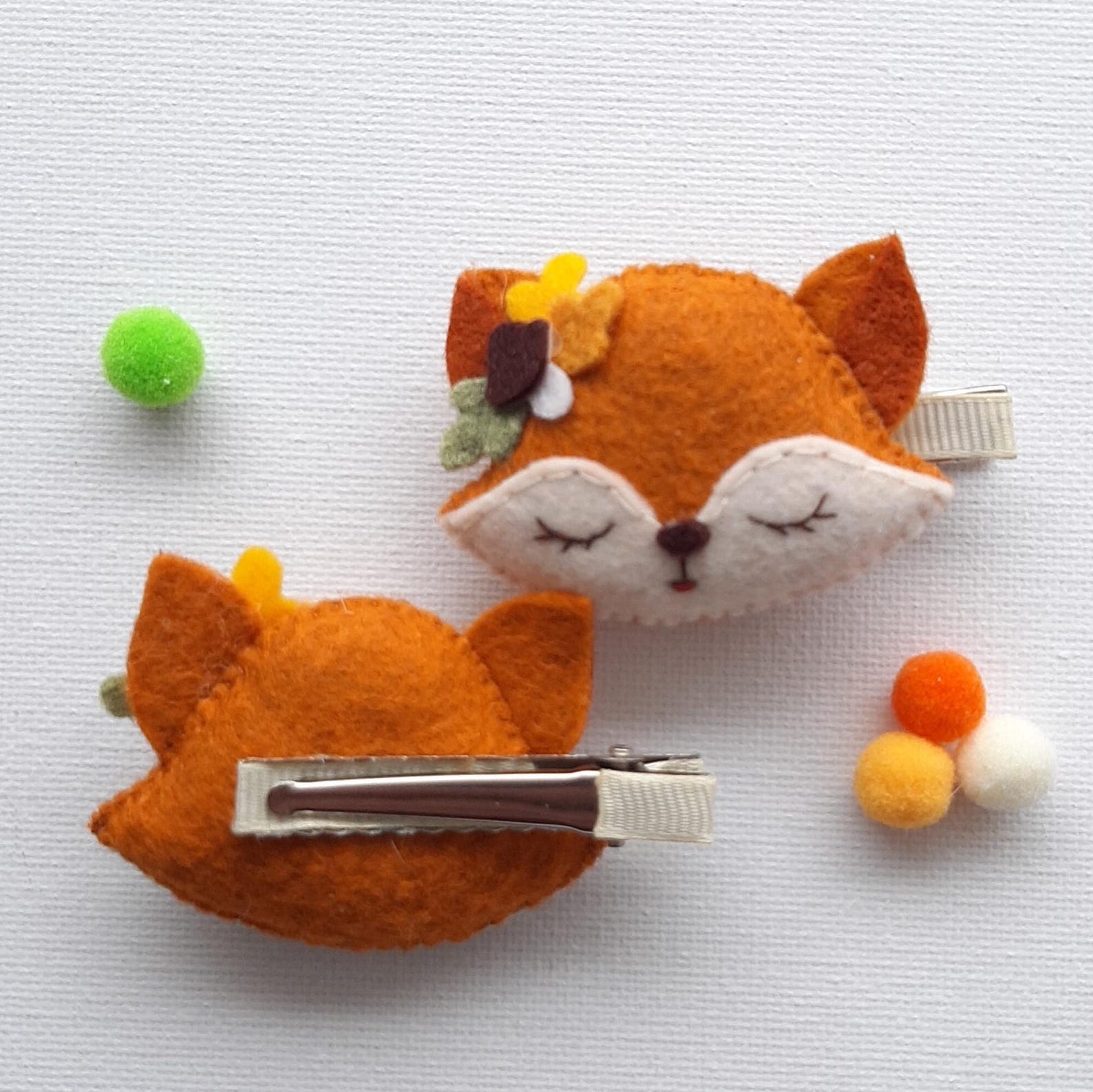 Fox Hair Clip, Felt Animals Hair Accessories for Girls, Handmade Fox ...