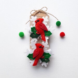 Red Cardinal Hair Tie, Felt Snowflake Pigtail Hairclips, Handmade Winter Bird Accessorie Party ...
