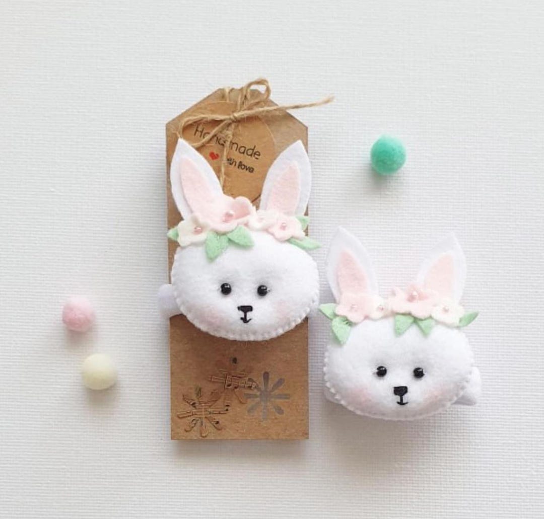 Felt Bunny Hair Tie, Woodland Animals Hair Clip, Handmade Rabbit Hair ...