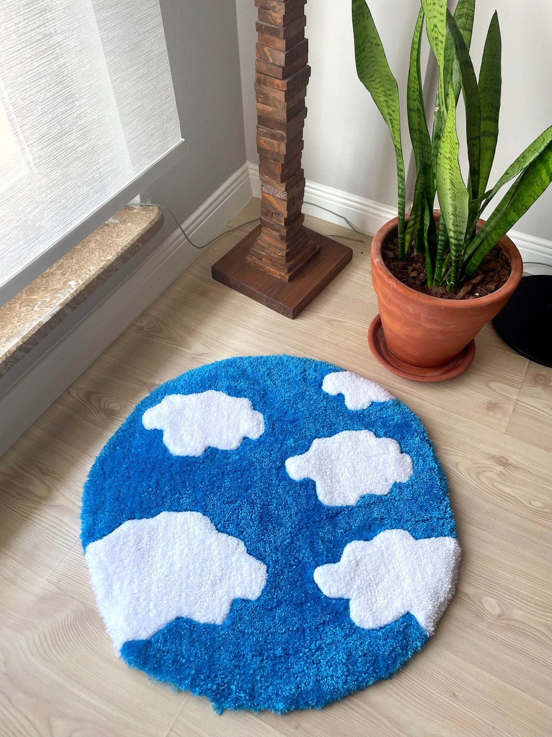Blue Cloudy Sky Tufted Rug Custom Cloud Rug Faux Fur Rug Fluffy Decor ...