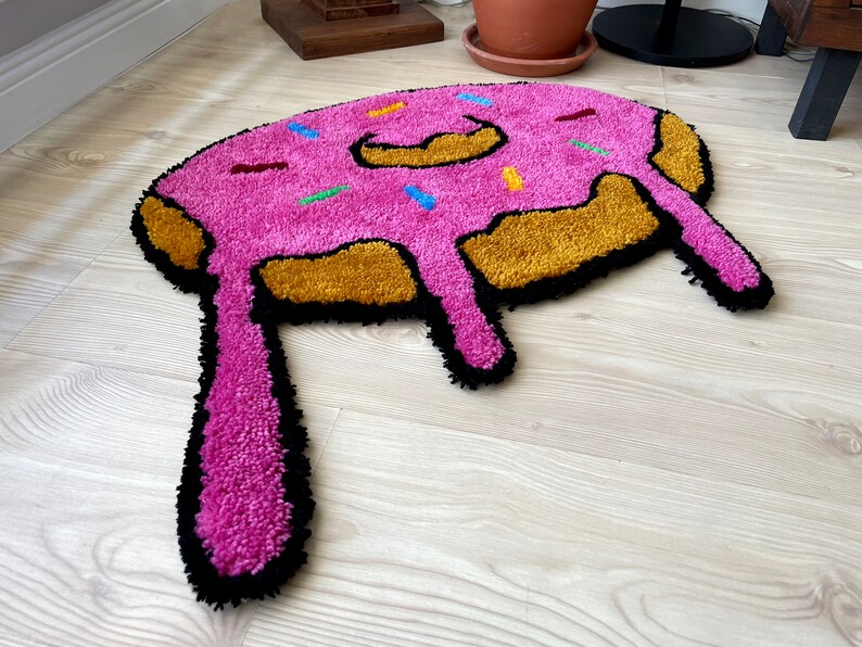Melting Donut Hand Tufed Rug | Pink Abstract Rugs | Dining Door Mat ...