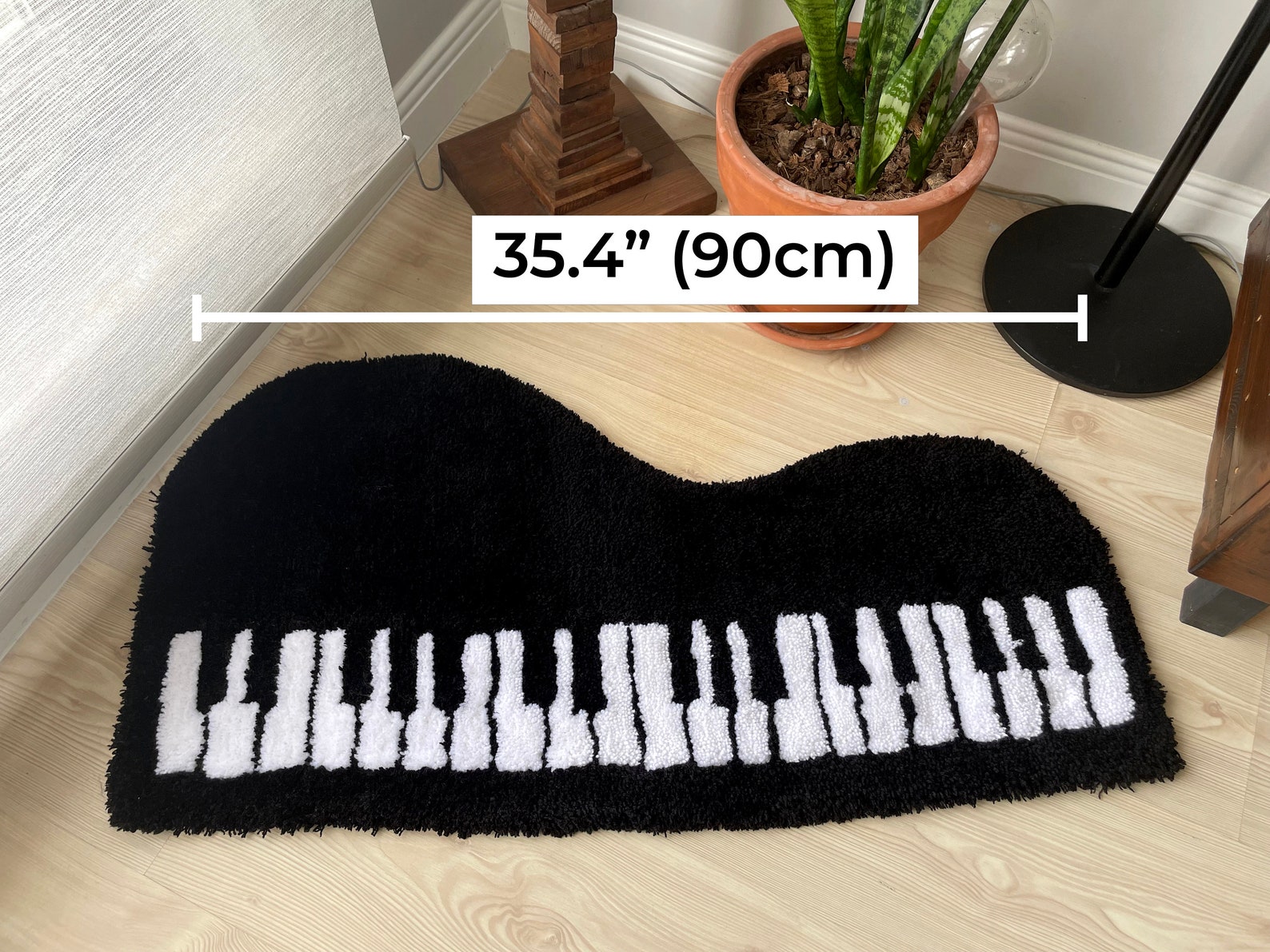 Piano Hand Tufted Rug | Keyboard Runner Rug | Black White Mat | Custom ...