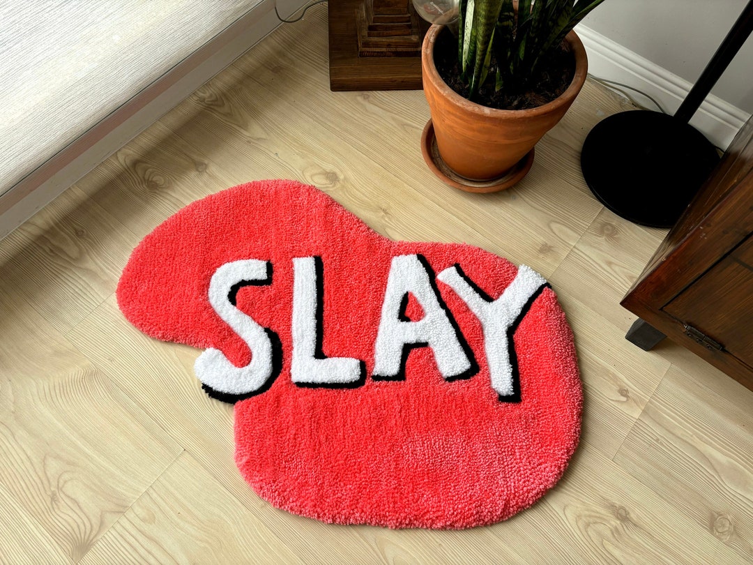 Slay Tufted Rug Irregular Pink Mirror Rug Anti Slip Floor Mat Unique ...
