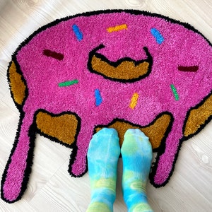 Melting Donut Hand Tufed Rug | Pink Abstract Rugs | Dining Door Mat ...