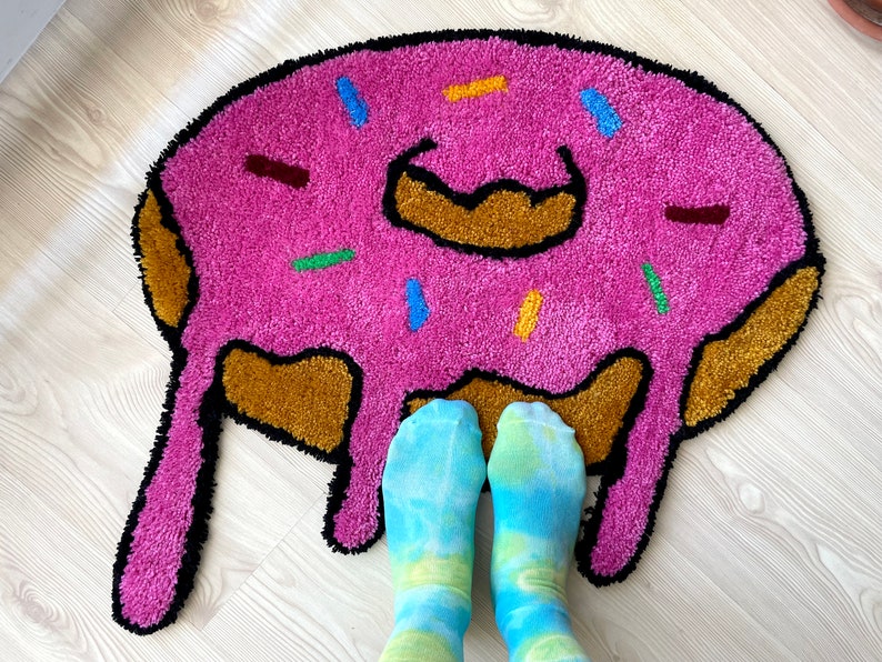 Melting Donut Hand Tufed Rug | Pink Abstract Rugs | Dining Door Mat ...